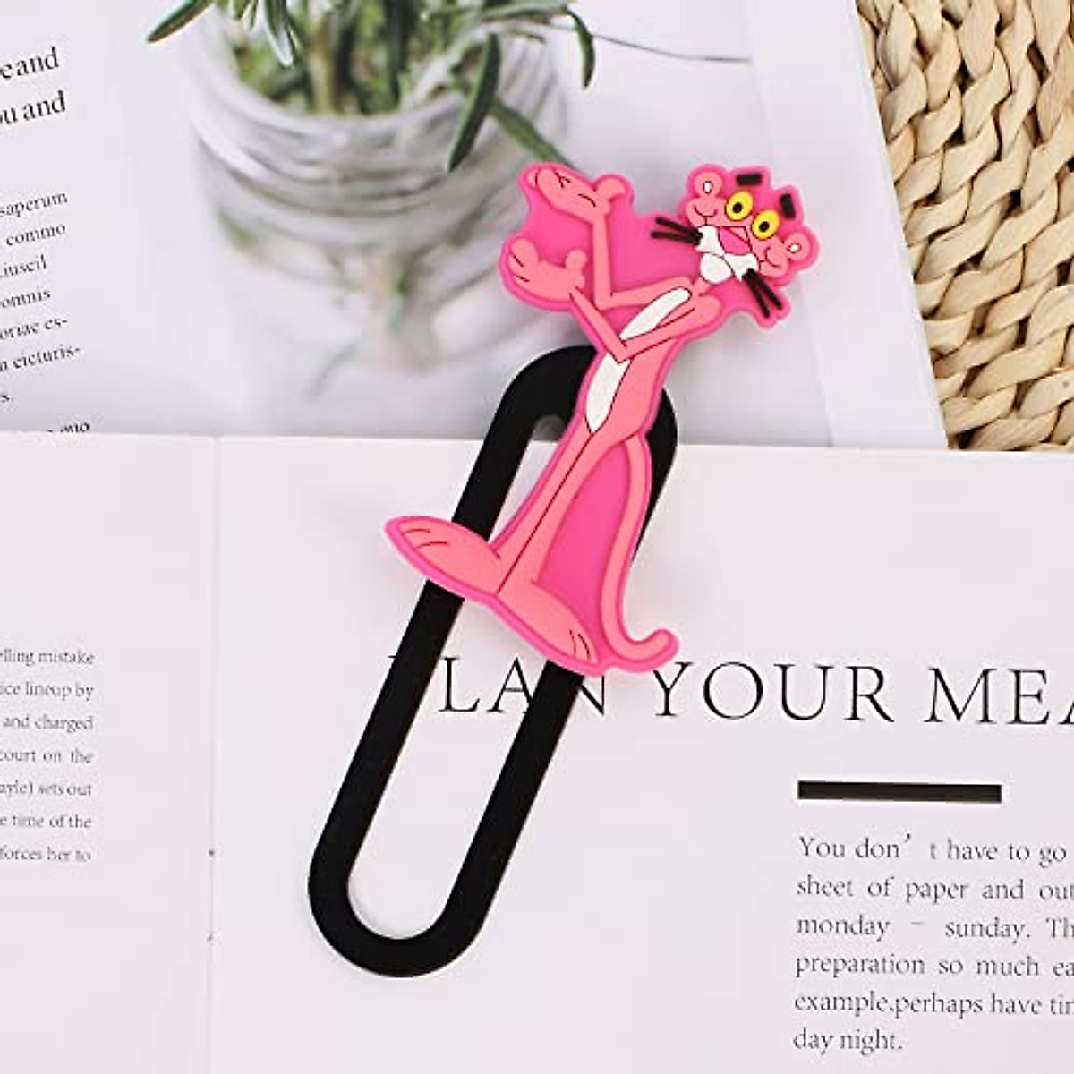 Pink Pan_Ther Bookmarks for Kids 3D Non-Slip Anime Cartoon Bookmark Page Holder Unique Gift Idea Anime PVC Book Marker Reading Accessories for 100th Day of School Gift,Book Lovers,Students,Christmas