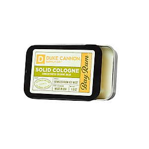 Duke Cannon Supply Co. Solid Cologne for Men Bay Rum (Citrus Musk, Cedarwood, Island Spice) - Concentrated Balm, Travel-Friendly Convenient Tin, Made with Natural & Organic Ingredients 1.5 oz (1 unit)