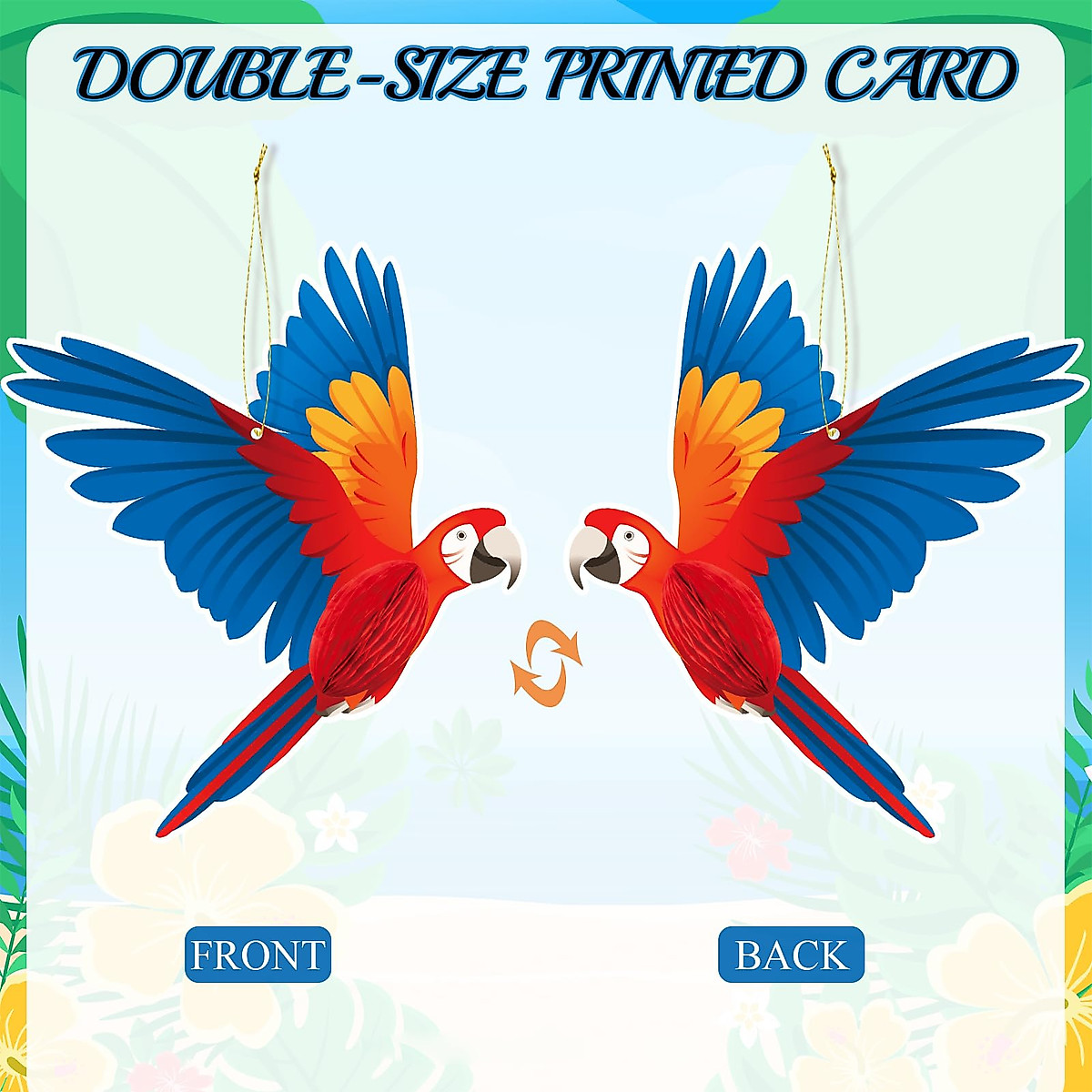 GuassLee Jungle Tropical Party Decorations Birds Honeycombs - Tropical Parrots Paper Cutouts Honeycombs Hanging Decorations for Hawaiian Luau Tiki Party Decor Supplies 10pcs