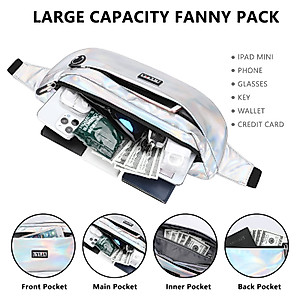 UYLIA Large Crossbody Fanny Pack with 4 Zipper Pockets for Men Women,Water Resistant Waist Pack, Gifts for Enjoy Sports Running Hiking Traveling Workout Walking Outdoors Sport