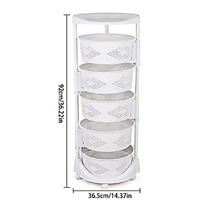 Multi-Layer Kitchen Storage Rack, 5 Tier Kitchen Storage Rack Rotating Vegetable Rack Floor-Standing, Fruit and Vegetable Storage Basket Floor-Standing Storage Rack for Home Kitchen Bathroom Salon