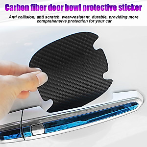 Car Door Handle Bowl Sticker, 8 Pcs Carbon Fiber Anti-Scratches Protectors, Universal Car Door Handle Cup Paint Guard Protective Films, Self-Adhesive & Non-Marking, Car Accessories