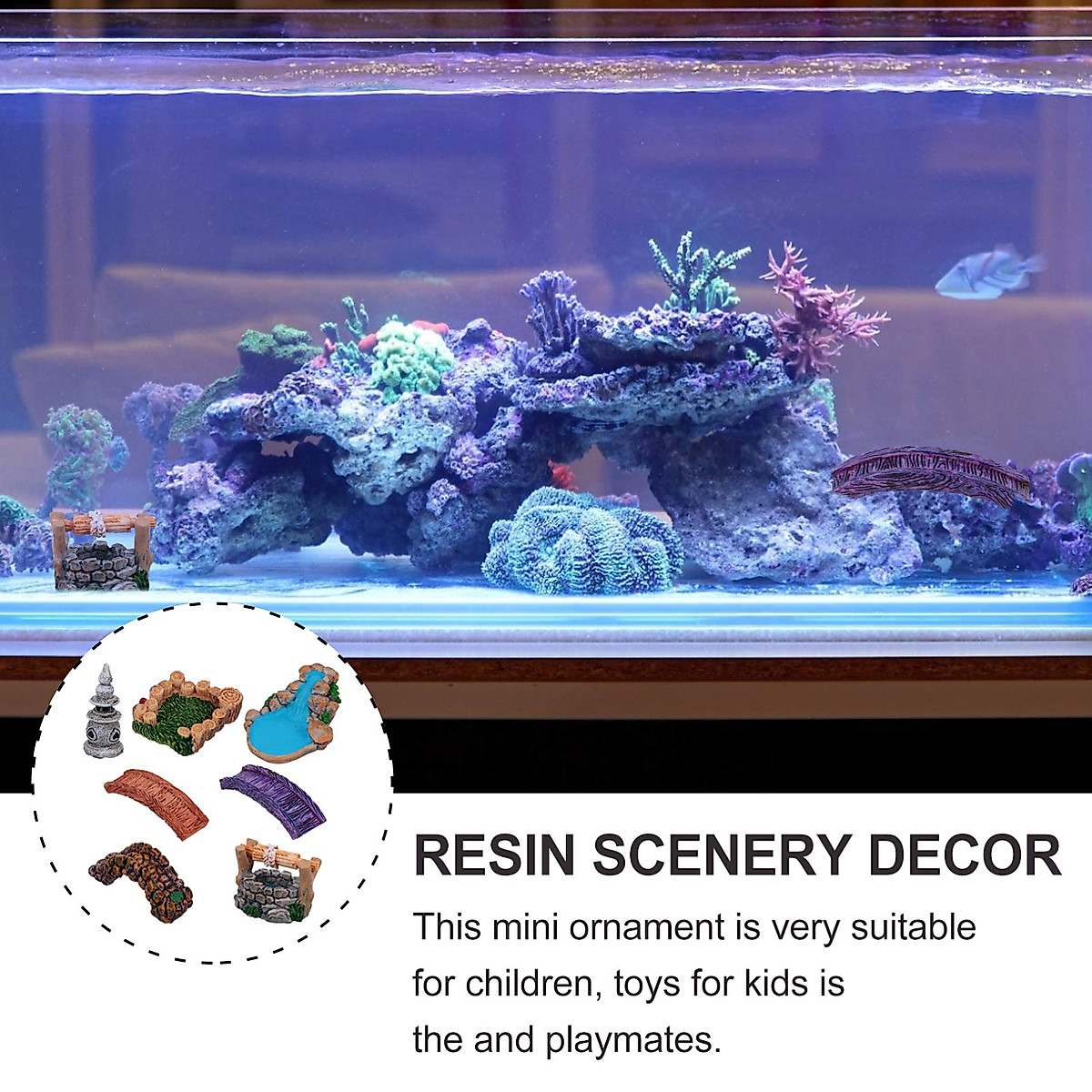 Cabilock 8pcs Micro Landscape Bridge Pond Fairy Garden Decor Scenery Adornment Resin Art Crafts Fairy Garden Accessories Fairy Garden Crafts Resin Ornaments Miniature Landscape Ornament