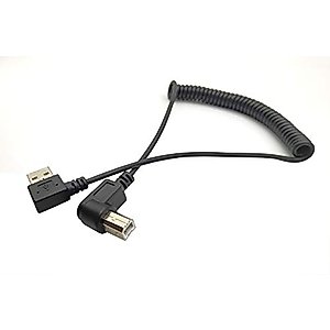 Meiyangjx 4.9 Feet Right Angle Coiled USB Printer Cable, USB 2.0 Type A Male to Type B Male Spring Printer Scanner Cable(Right Angle)