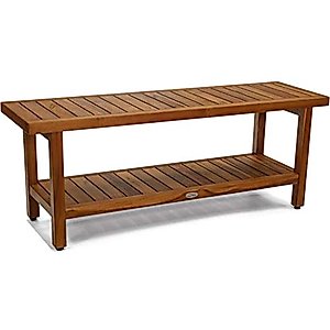 48" Spa Teak Shower Bench with Shelf