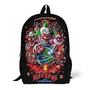 Killer Klowns from Outer Space Anime Backpack 17 Inch Cute Funny Bookbag Casual Laptop Daypack for Travel Picnic Camping