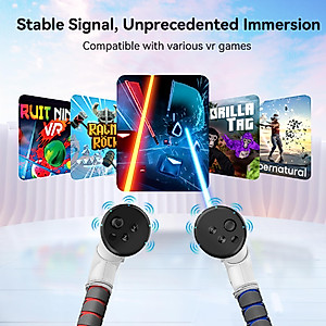 AMVR Upgraded Handle Attachment Compatible with Meta/Oculus Quest 3S/Quest 3 Accessories, 3-in-1 VR Gorilla Tag Long Arms Sticks, Beat Saber Handles, Golf Club Attachment, Extension Grips, VR Game