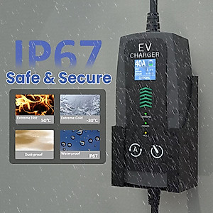 EP Level 2 Portable EV Charger, 16-40 Amp, 240V, 25ft Cable, Fast Charging Station for All EVs, NEMA 14-50P Plug, Upgraded Portable Electric Vehicle Charger