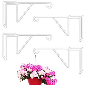 Gicare 4 Pack Vinyl Fence Hooks, Heavy Duty Durable White Fence Plant Hangers for Outdoor, Over The Fence Hooks, Patio Hooks for Hanging Plants, Flower Baskets, Bird feeders, Lights, Pool Equipment