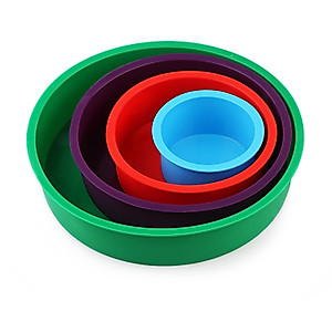 AILEHOPY Silicone Round Cake Pans Set, 4 Pcs (4"/6"/8"/10") extra thick Nonstick Leakproof Round Deep Cheesecake Pans, Layer Baking Pans Cake Tins Set for Birthday Wedding Tier Cake