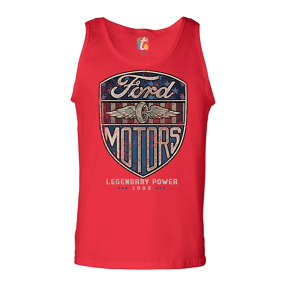 Ford Motors Legendary Power Tank Top Automotive Licensed Men's Top Red XX-Large