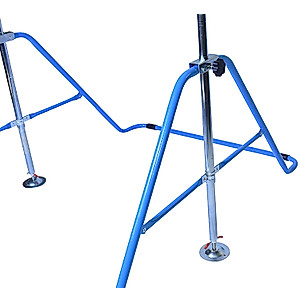 Gymnastics Training Bar for Kids Home Expandable Folding Kip Bar 4 in 1 Set with Swing Seat, 2 Trapeze Rings | Horizontal Bar Junior Gymnastic Equipment Height Adjustable Monkey Bars Jungle Gym Blue