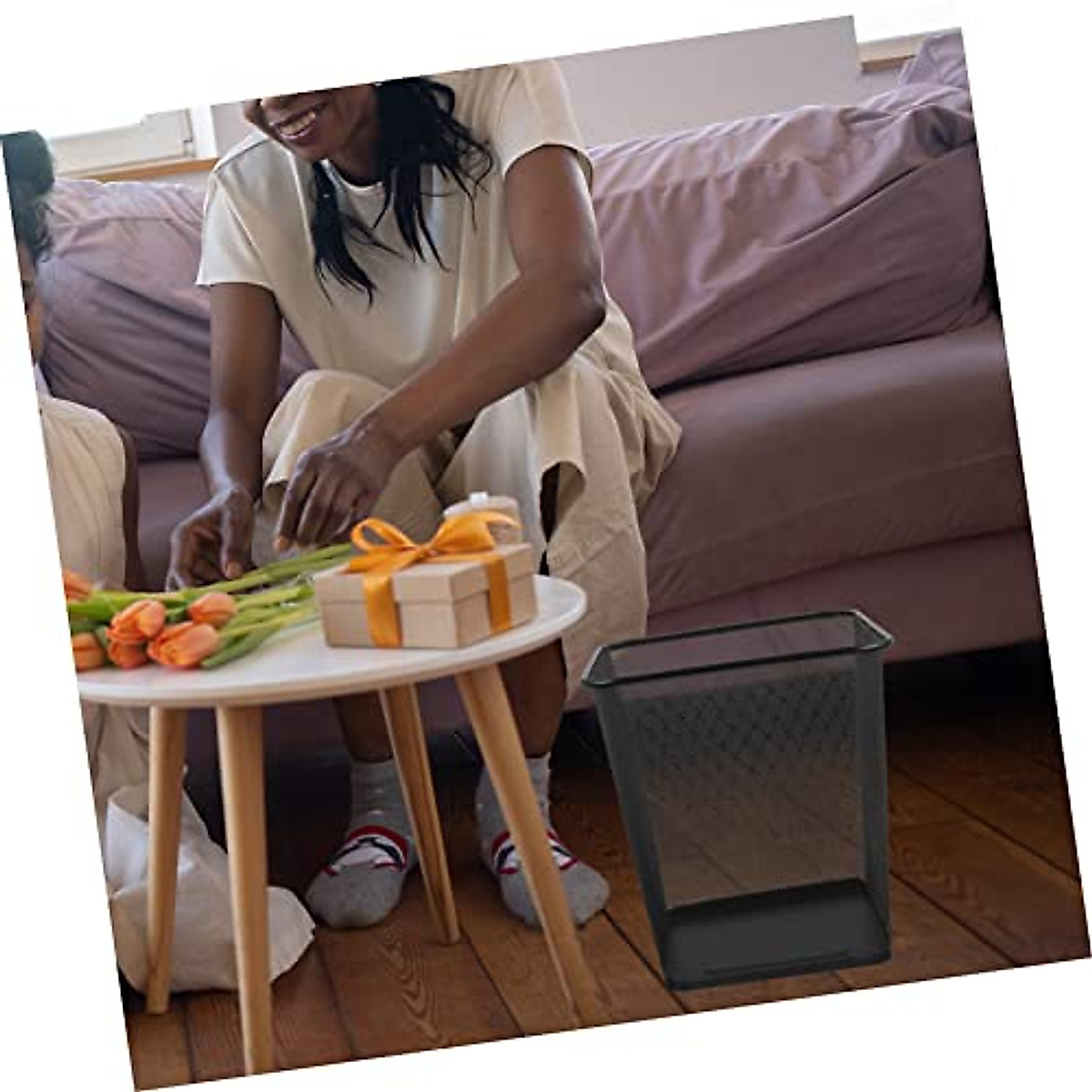 DOITOOL Supplies Gare Kitchen Wastebasket Storage Square Mesh Lightweight Office for Modern Small Bins Container Garbag Open Trash Cans Paper Garbage Desk Vintage Living Rubbish Bin