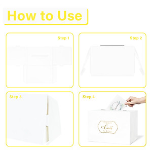 LIKAJON 1 Pack White Card Box for Party, Gift Cards Receiving Box Wedding Card Box Money Box for Birthday, Bridal or Baby Showers, Retirement, Anniversary, Graduation, Raffle Ticket Box