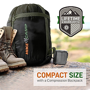 Backpacking Sleeping Bag Camping Gear - Double Sleeping Bag For Adults/Teens W/ 2 Pillows, Bag - Outdoor Lightweight Weather Proof Sleeping Bags For Camping, Backpacking, Hiking - SereneLife SLSBX9