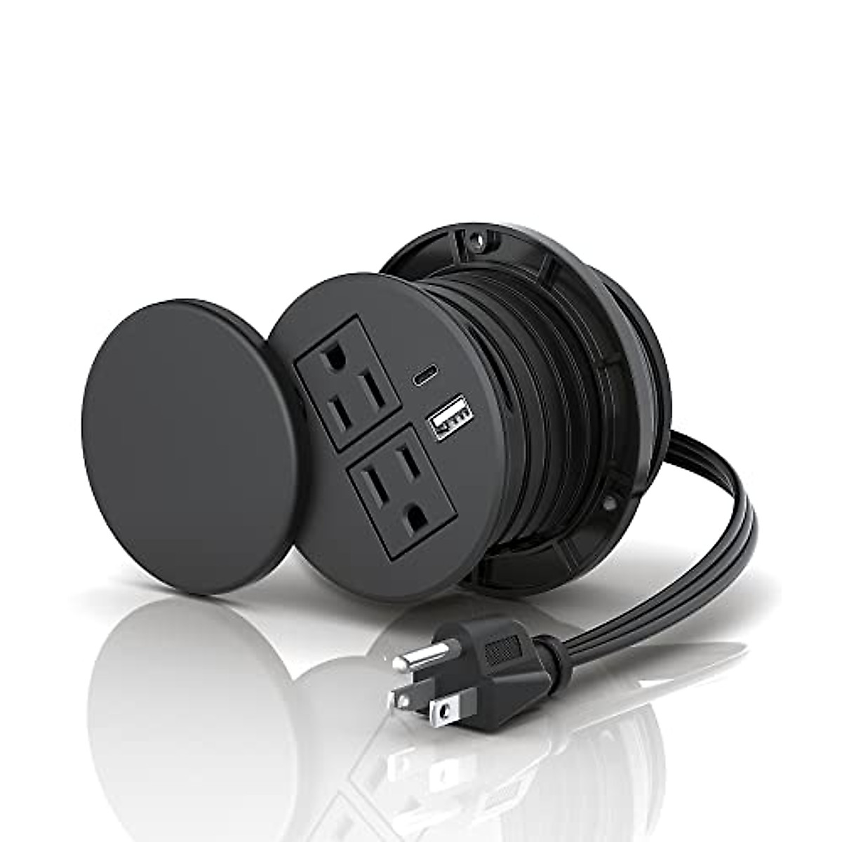 3 inch Desk Power Grommet with Wireless Charger,18W USB C Recessed ...