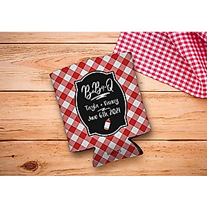 BBQ Baby Shower Decorations BaBy-Q Personalized Text Coolie 24-pack Personalized Can Coolies Red