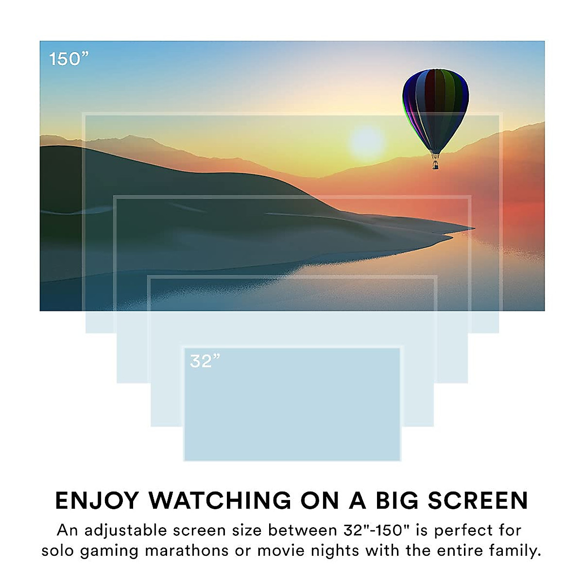 Core Innovations 150" LCD Home Theater Mini Projector, Adjustable Size, Built in Speakers, Compatible with TV Stick, Smartphone, Gaming Consoles, DVD Player, USB, (White)