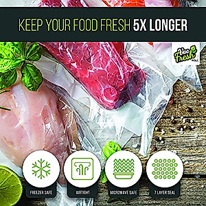 Vac Fresh Food Vacuum Sealer Rolls (2, 15" x 50') 3.5mil Embossed Food Storage Bags, Vacuum Seal Bags for Meal Prep, Sous Vide Bags for Cooking (100 Feet)