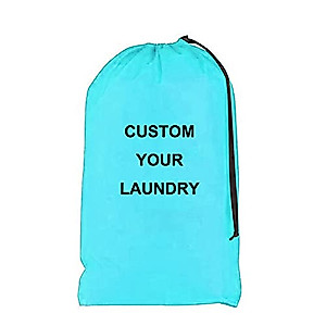 Muka Personalized Laundry Bag Embroidered Travel Washing Beam Storage Bag Waterproof Oxford Cloth for Dirty Clothing College Blue 35.4x27.5