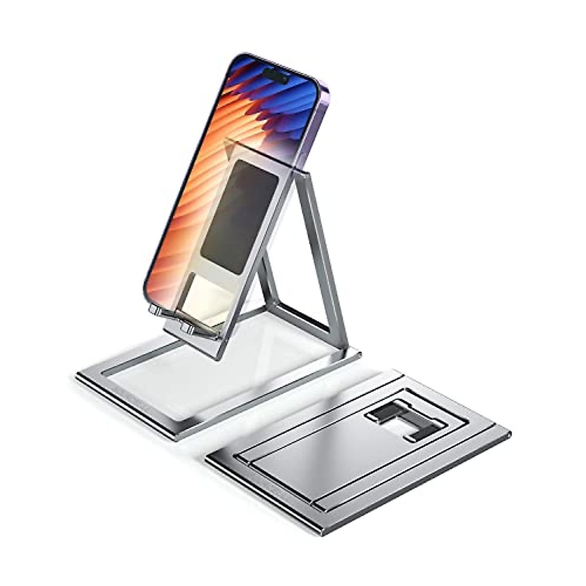 Adjustable Cell Phone Stand,Desk Phone Holder,Cradle,Dock,Aluminum Foldable Cell Phone Stand for Desk,iPhone Stand Holder for iPhone 14,Plus,Pro,Pro Max,13,12,All Android Smartphone Office Accessories