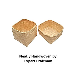 FOREVER 1 – Sticky Rice Basket 3.5 (3) x 3.5 (3) Inches, Kratip Bamboo Steamed Sticky Rice Container, Thailand Handmade Serving Basket, Original Bamboo Color, Thai and Laos Kratib for Home, Restaurant
