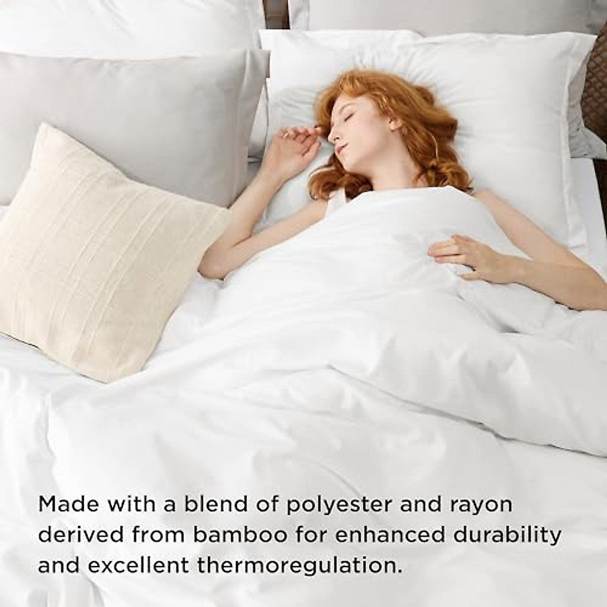 Bedsure White Duvet Cover King Size - Polyester & Rayon Derived from Bamboo Cooling Duvet Cover Set (104" x 90"), 3 Pieces with 2 Pillow Shams, Comforter Not Included