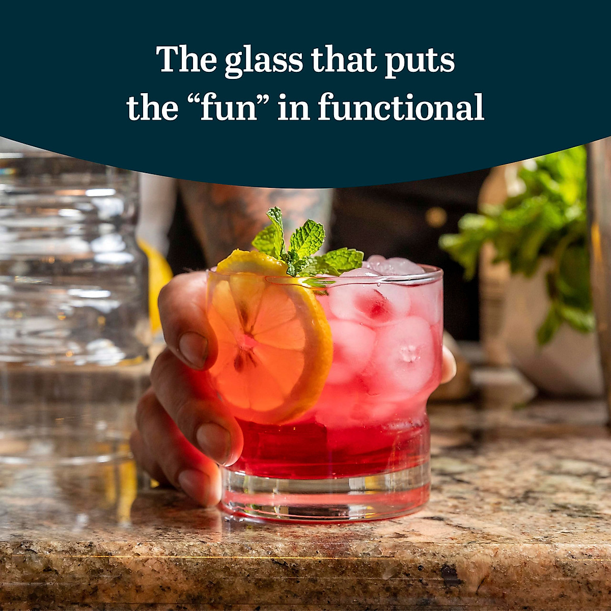 Libbey Newton Stackable Double Old Fashioned Glass, 12 ounce, Set of 6