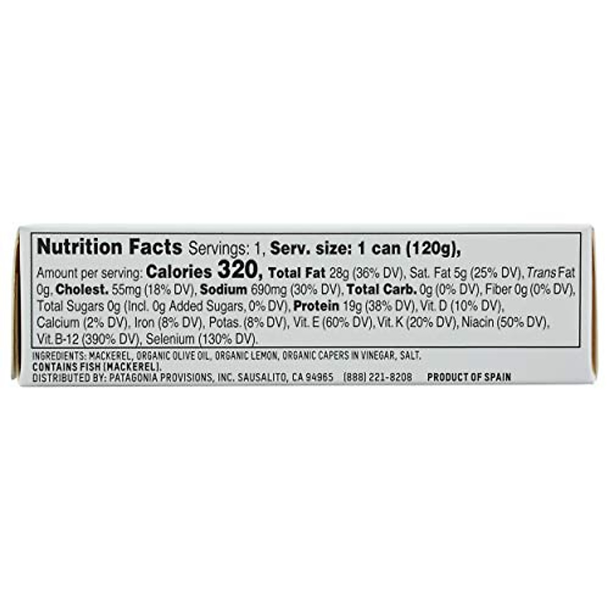 PATAGONIA PROVISIONS Lemon Caper Mackerel, 4.2 OZ