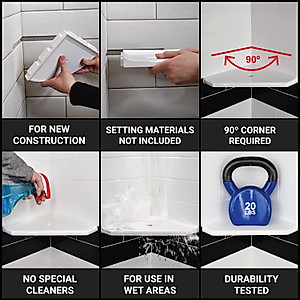 Questech Decor Corner Shower Shelf, 8 Inch Lugged for New Construction, Shower Corner Shelf for Tiled Walls, Metro Lugged Shower Caddy Bathroom Organizer, Oil Rubbed Bronze