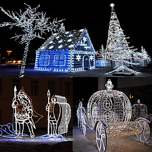 SURNIE Rope Lights Outdoor Waterproof Daylight-White: 540 LEDs 50ft Cuttable Outside Bright 110V Lighting 6000K Connectable Flexible Plug Thick Cool Clear Tube - Indoor Deck Patio Xmas Camping Décor