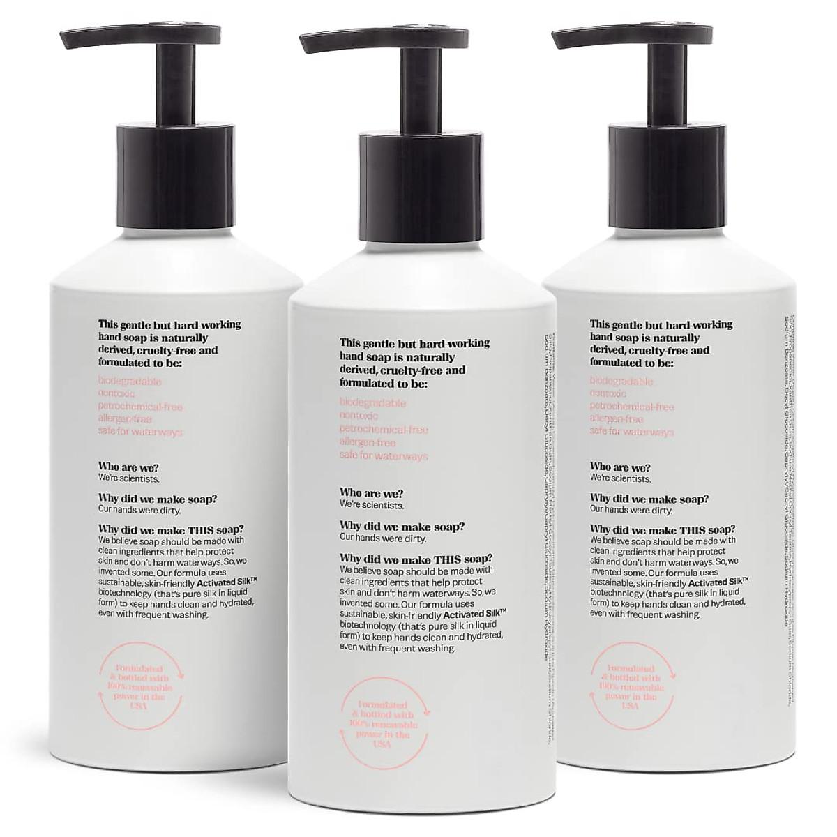 Evolved By Nature Liquid Hand Soap, 12 Oz (Pack of 3), Unscented, Biodegradable Formula, Reusable Aluminum Dispenser