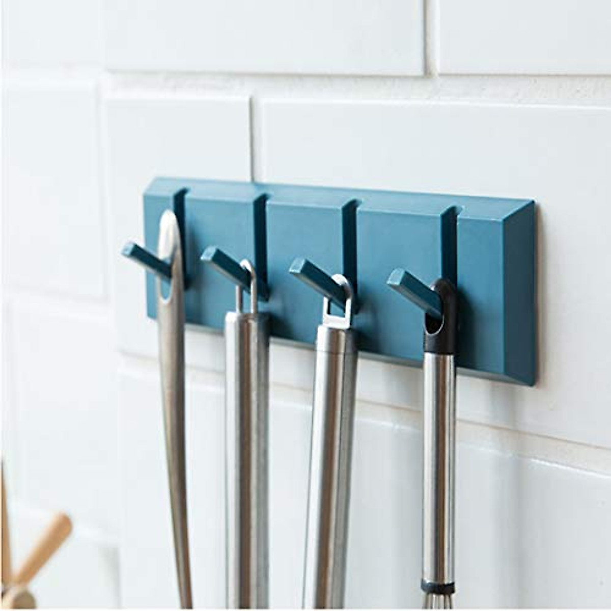 Hoshen 2PCS Non-Punch Hook Bathroom, Towel Rack, Household Wall-Mounted Coat Rack, Plastic Straight Hook - Crimson