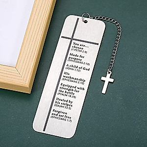 Christian Gifts Bookmarks for Women Men Son Daughter Christmas Birthday Religious Presents Adult Girl Boy Baptism Gift Bible Book Marker with Chain Cross for Catholic Friend Sister Coworker Booklover
