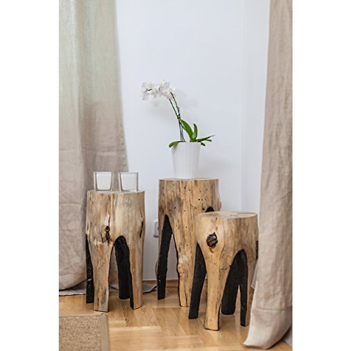 Bedside Table, Rustic Nightstand, Tree Stump Coffee Table, Farmhouse End Table