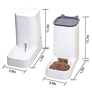 Automatic Pet Cat Dog Food Water Dispenser and Feeder in Set 3.8L, Gravity Waterer Food Bowl Water Drinking Fountain Self-Dispensing for Small Medium Pets Cats Dogs Puppy Kitten
