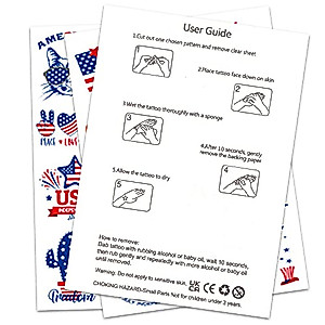 ALIBBON 10 Sheets Patriotic Tattoos, Memorial Day Temporary Tattoos, American Flag Tattoos, Red White and Blue Party Supplies for Independence Day Labor Day Veterans Day