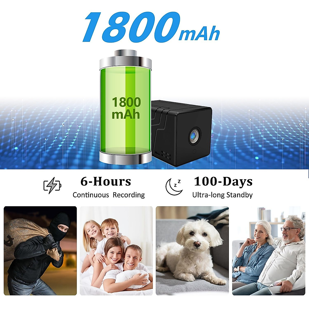 4K Wireless Wifi Camera,Upgrade 4K,1800mAh Battery Powered,WiFi Wireless Nanny Cam Home Security Camera Tiny Office Secret Surveillance Cam with 100 Days Standby AI Human Detection Auto Night Vision