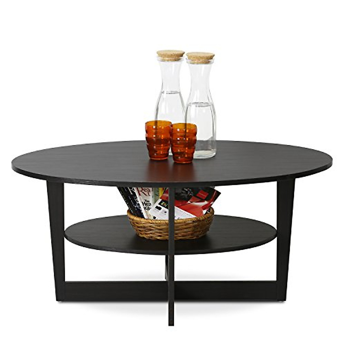 Furinno Oval Coffee Table, Walnut