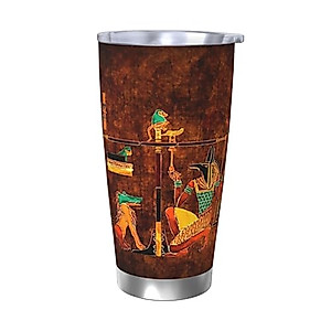 Anubis Egyptian God Hieroglyphs 20 Oz Travel Cup, Double Stainless Steel Cup Insulated Keeps Drinks Cold - Suitable For Outdoor Activities