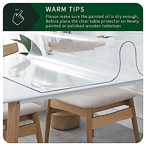 30x60 inch Crystal Plastic Dining Table Cover Protector Office Desk Pad Mat Rectangle Vinyl Table Cover 5 Foot Table PVC Desk Writing Mat Wood Side End Coffee Kitchen Table Plastic Clear Chair Mat