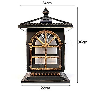MODEBHD European Traditional Victoria Glass Lantern Outdoor Pillar Lamps Column Light Table Lamp Waterproof Column Lamp E27 Decoration Street Post Light Courtyard Garden Terrace