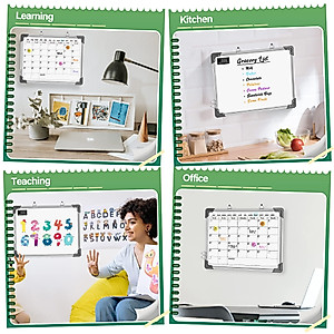 Dry Erase Whiteboard Calendar for Wall, 16" x 12" Magnetic White Board Dry Erase Calendar Monthly Planner Memo Hanging Double-Sided Board, Portable Board for Home, School, Office, Kitchen (White)