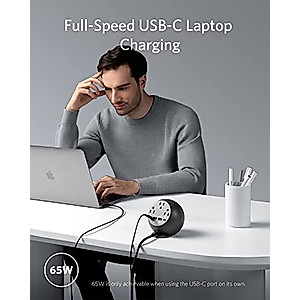 Anker Magnetic Desktop Charging Station(MagGo), 637 Magnetic Wireless Charger for iPhone13/12, 8-in-1 Power Strip with 3 AC,2 USB A,and 2 USB C,Max 65W Power Delivery Desktop Accessory for MacBook Pro