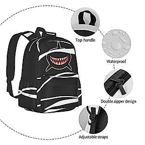 Shark Mouth teeth Backpack for laptop 15.6 inch funny Shark face Bookbag school bag for teens boys girls dayback for adult black