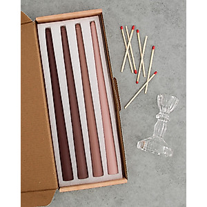 Viyffo 12 Inch Brown Taper Candles Set of 4 Unscented Smokeless Long Tall Tapered Candle for Candlesticks Sticks Wedding Advent Home Decor Dinner Christmas