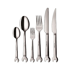 24 Pieces Stainless Steel Cutlery Silverware Set Wrench Knife and Fork Spoon Tableware Steak Knife and Fork Kitchen Tools