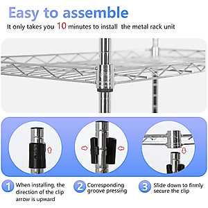 FDW 3 Tier Wire Shelving Units Metal Storage Rack 23L x 13W x 30H Adjustable Pantry Shelves NSF Kitchen Shelf for Kitchen Garage Small Places Commercial,Chrome