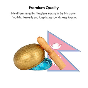 SATNAM 4'' Tibetan Meditation Yoga Singing Bowl Set Hand Hammered Singing Bowl With Mallet & Silk Cushion, For Meditation, Chakra Healing, Prayer, Yoga and Mindfulness