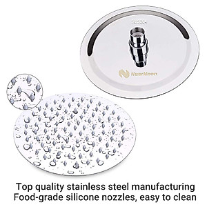 Rain Shower Head with 11'' Adjustable Arm, NearMoon High Pressure Stainless Steel Rainfall Showerhead, Ultra-Thin Design - Pressure Boosting (8-Inch Shower Head with Arm, Chrome)
